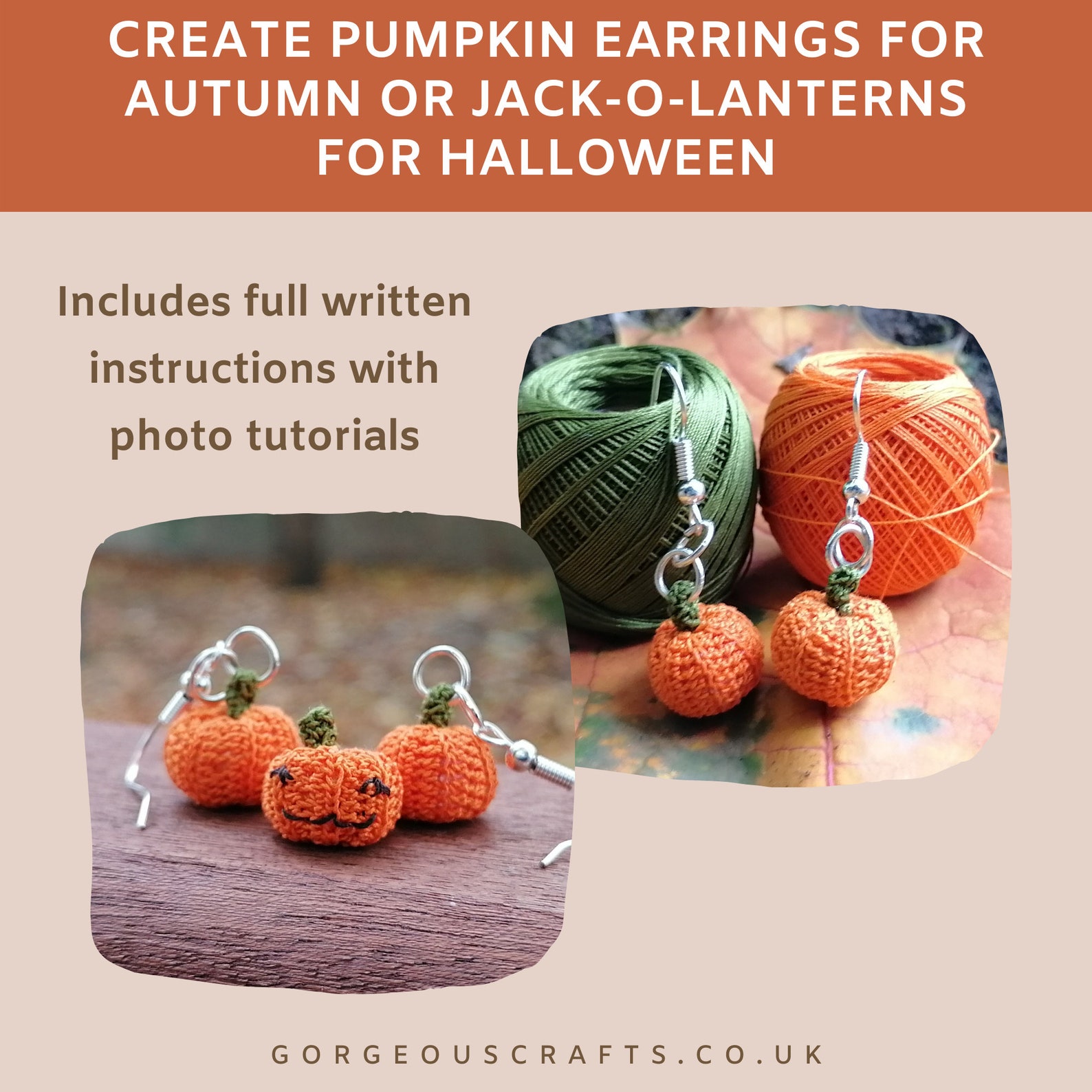 Crochet Pumpkin Earrings, Micro Crochet Pattern, Quick & Easy Make PDF ...