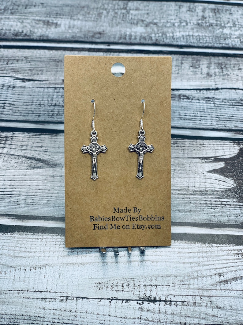 Catholic Saint Religious Earrings / Jewelry / St. Benedict Medal ...