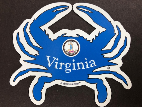 Virginia State Flag Crag Magnet & Decal Plus FREE Mini VA Crab | Etsy