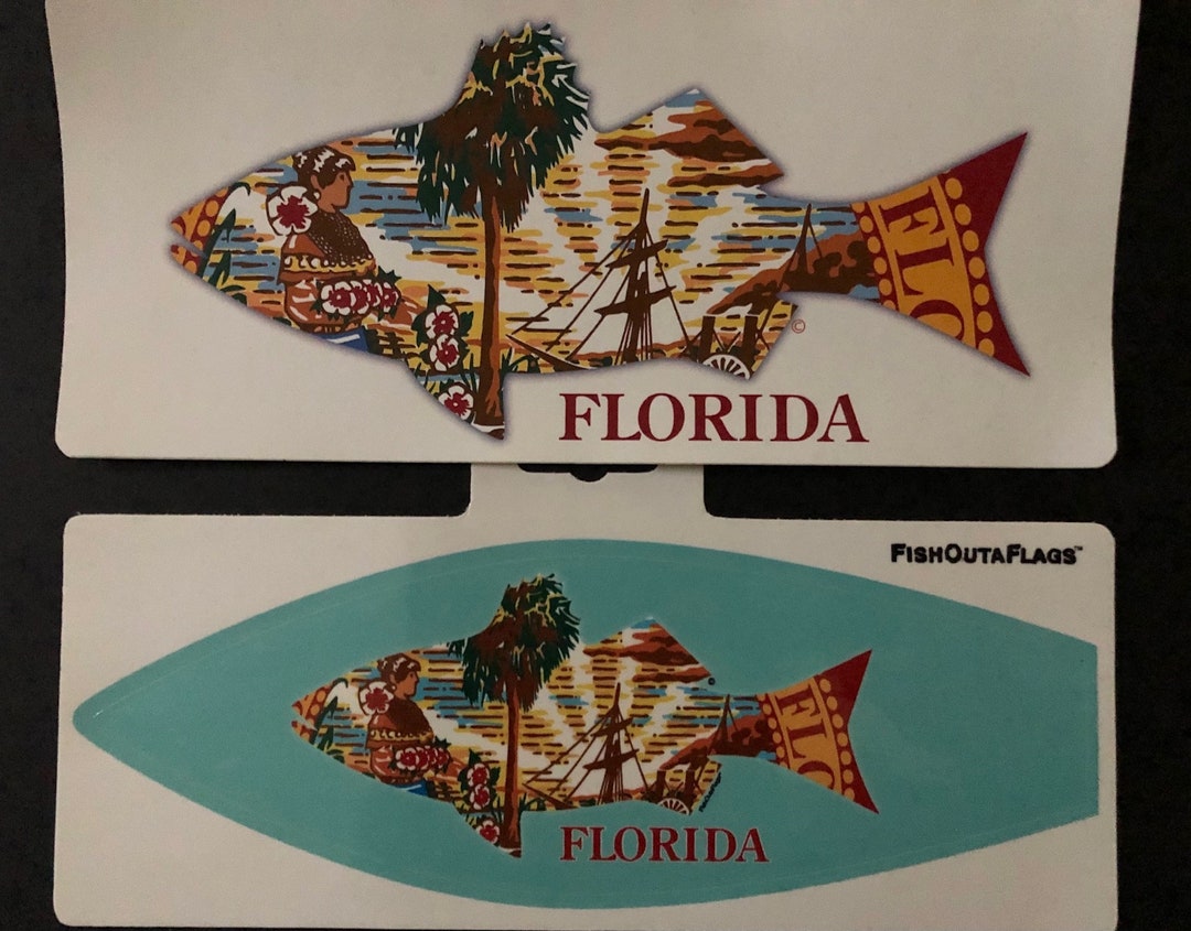 Florida Flag Fish and Surf Decals - 2 for 1 - Etsy