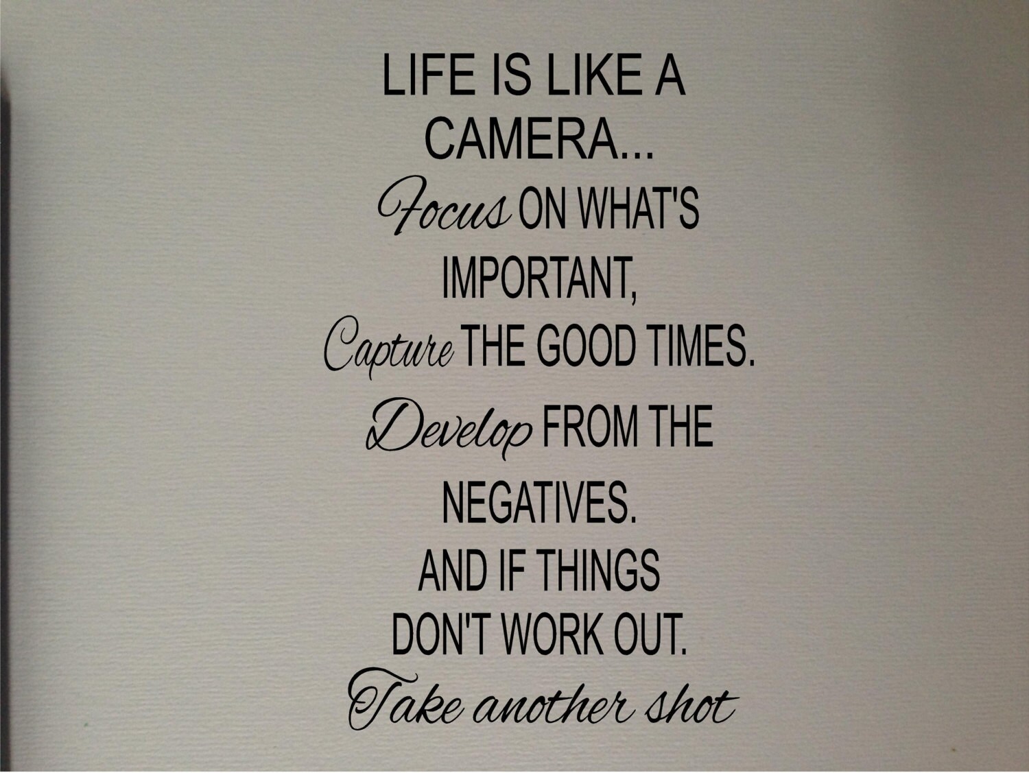 Life is Like a Camera - Wall Decal/ Quote - Wall Vinyl - Vinyl Decal ...