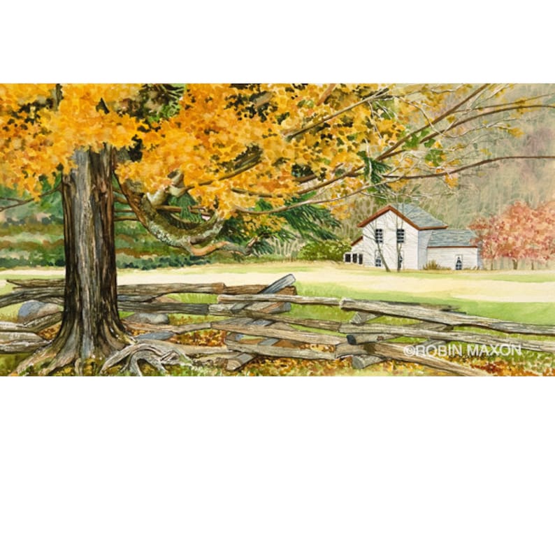 Split Rail Fence: Watercolor Painting by Robin Maxon - Etsy