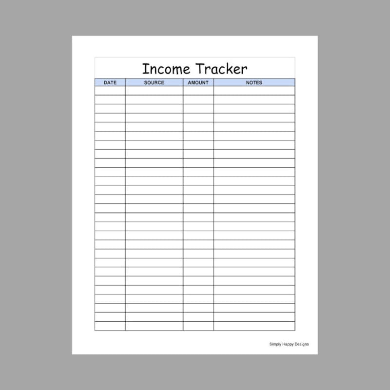 Income Tracker Printable - Etsy