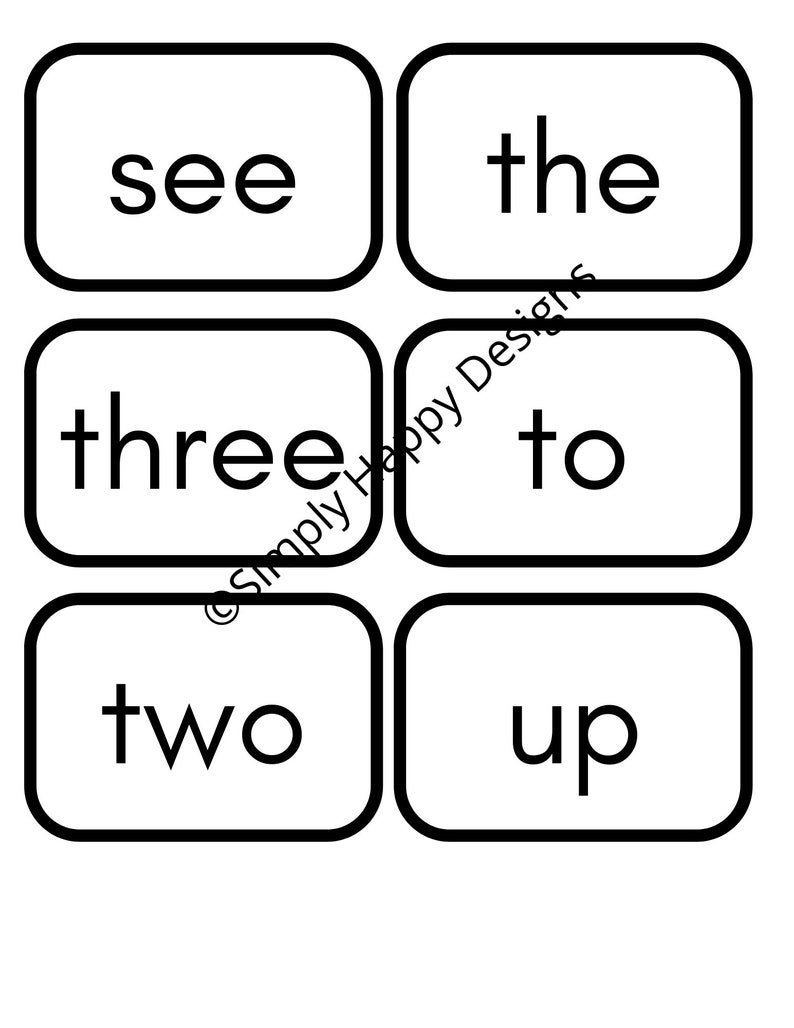 Pre-kindergarten Sight Words Flashcards, Basic Sight Words, Dolch Sight ...