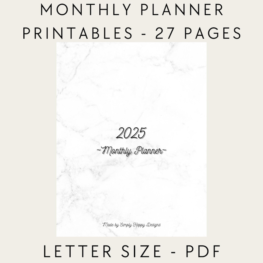 2025 Monthly Planner Printable, Calendars, PDF, Letter Size, Planners ...