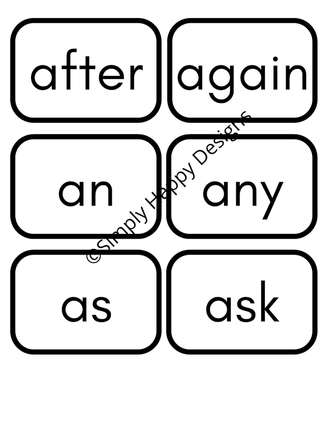First Grade Sight Words Flashcards, Basic Sight Words, Dolch Sight ...