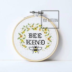 Bee Kind Digital PDF Pattern Cross Stitch Pattern Stay at - Etsy