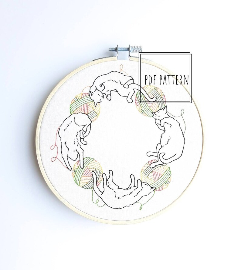Nap Cats Hand Embroidery Pattern / Diy Embroidery Hoop / Pdf - Etsy