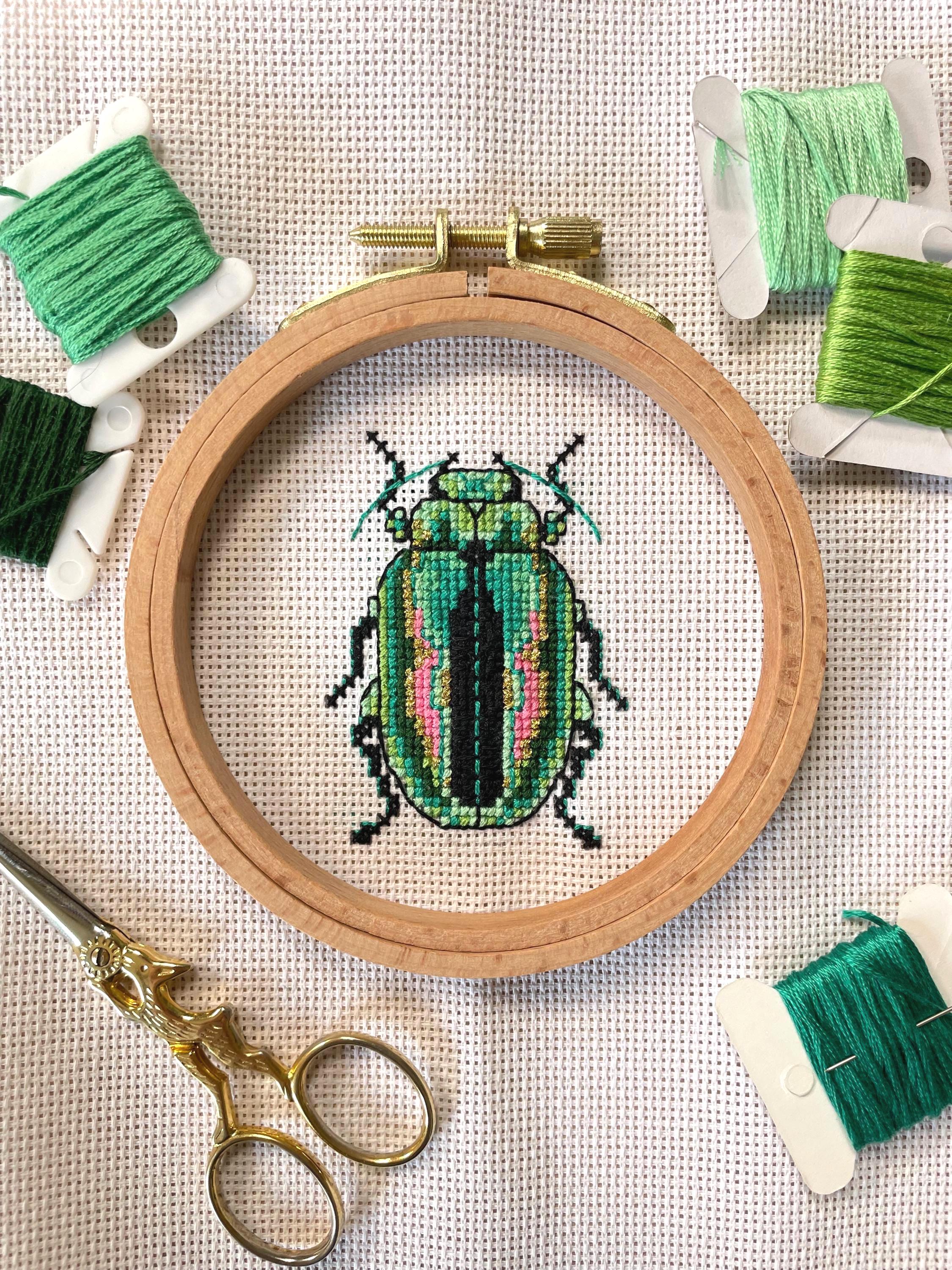 Beetle Cross Stitch Pattern: Insect Embroidery Design (PDF Download) - Etsy