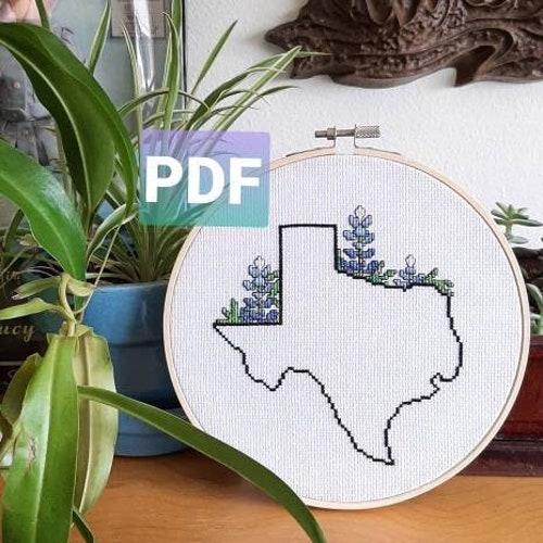 Texas State Bluebonnets Cross Stitch Pattern PDF - Etsy