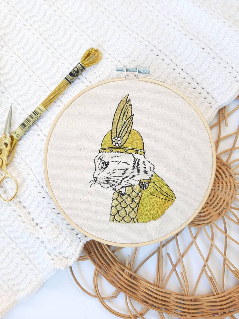 Cat Embroidery Pattern Brunnhilde Cat Decor Do It Yourself - Etsy