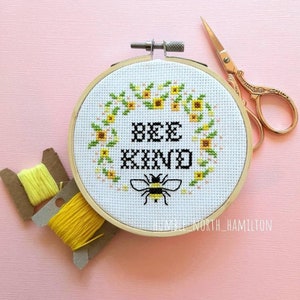 Bee Kind Digital PDF Pattern Cross Stitch Pattern Stay at - Etsy