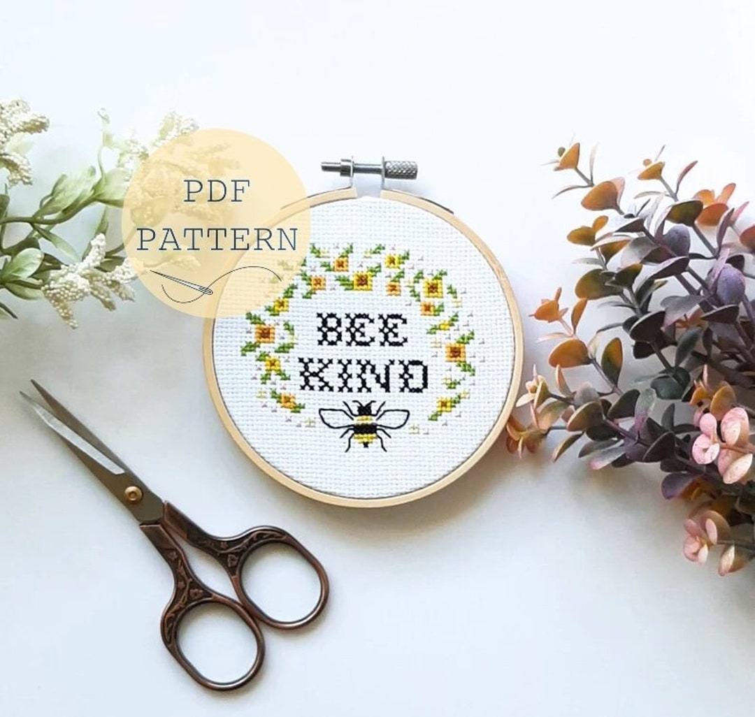 Bee Kind Digital PDF Pattern Cross Stitch Pattern Stay at - Etsy
