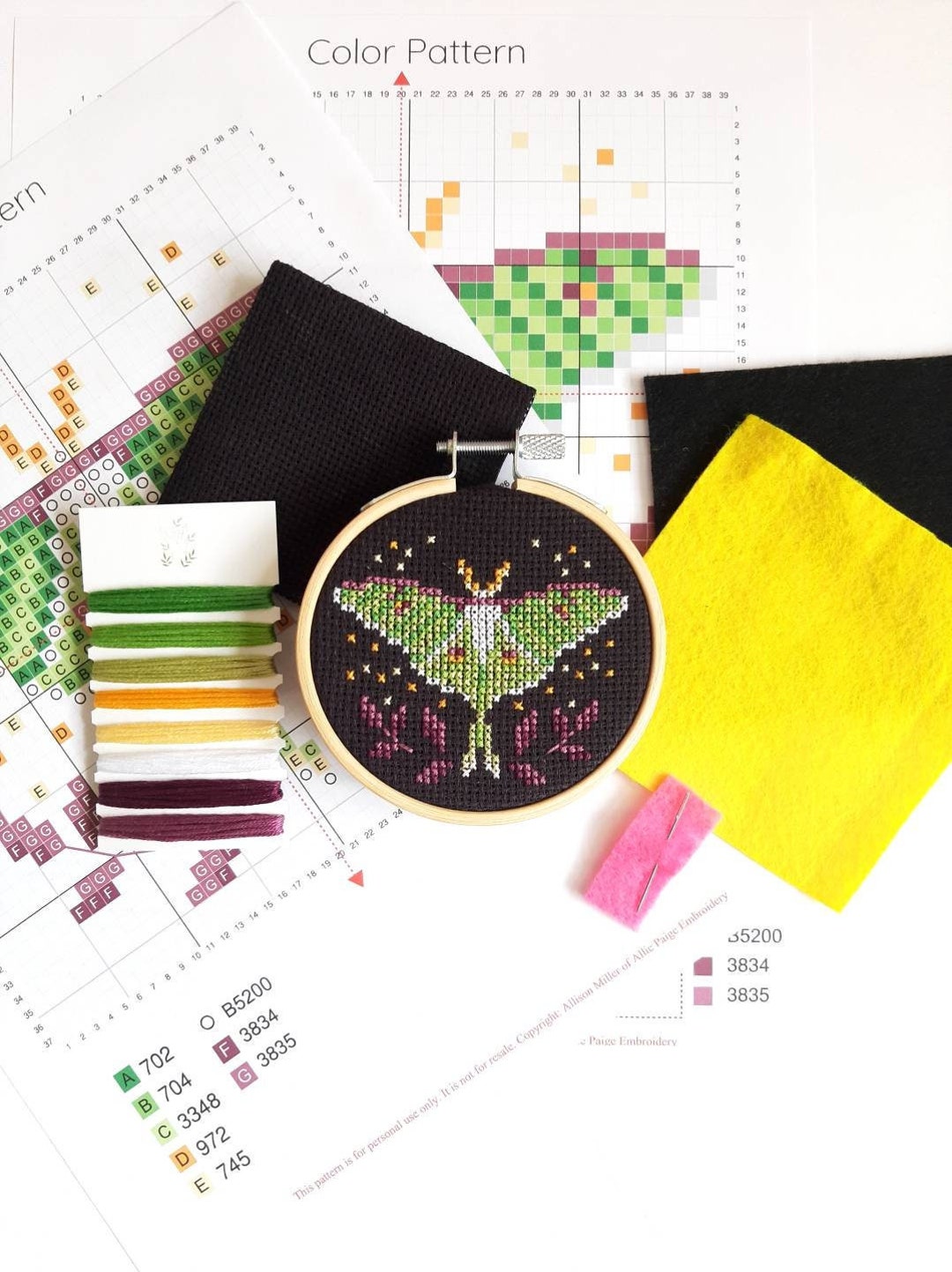 Actias Luna Moth Cross Stitch Kit Luna Moth Art Moth Cross Stitch ...