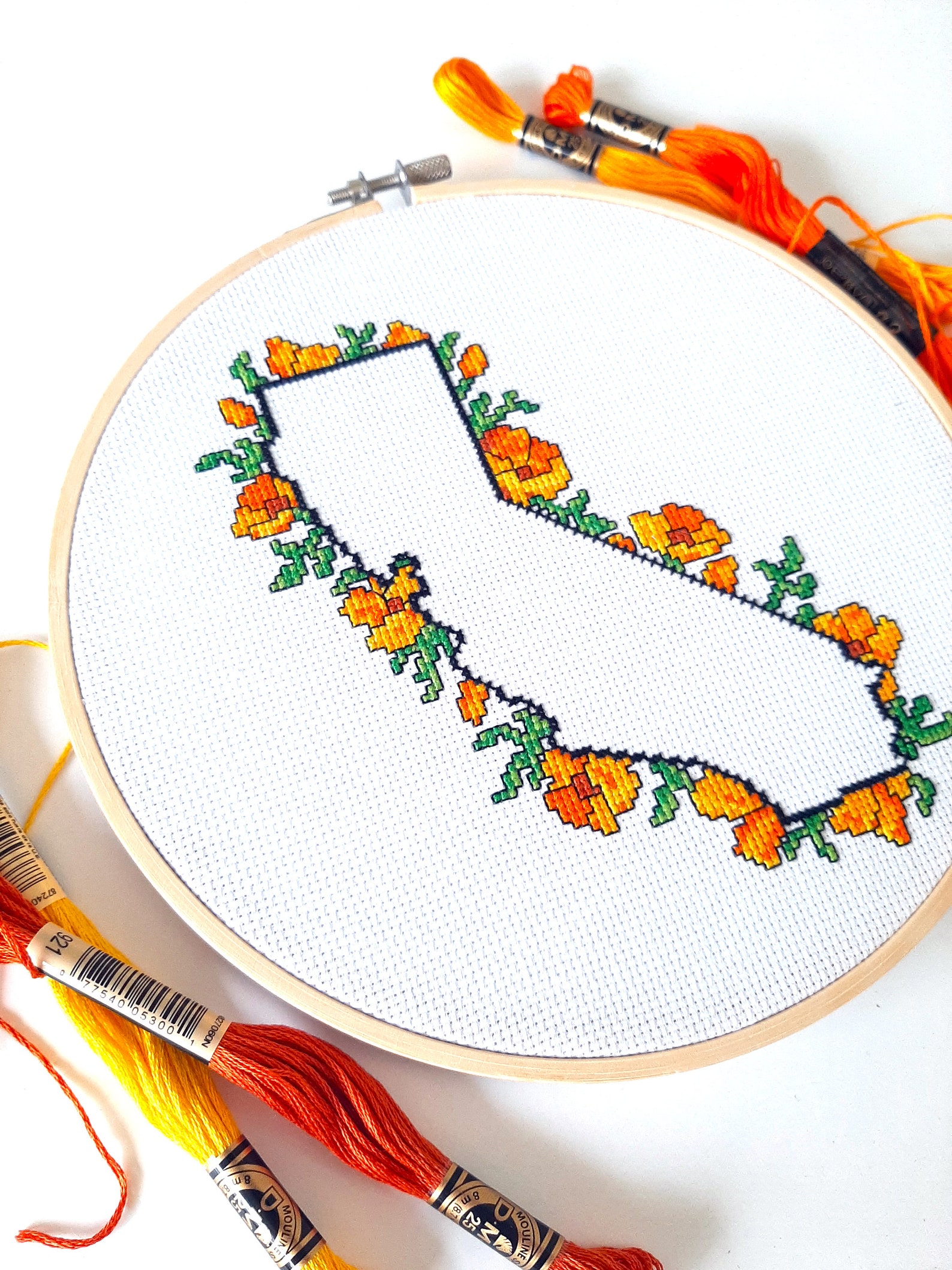 California Poppy Cross Stitch Pattern: Intermediate DIY Craft (PDF ...