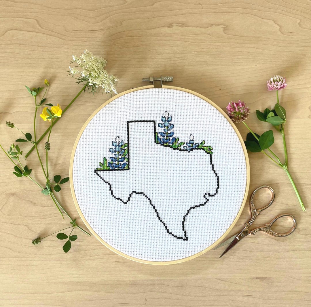 Bluebonnet Cross Stitch Pattern: Texas Embroidery Art (PDF Pattern) - Etsy