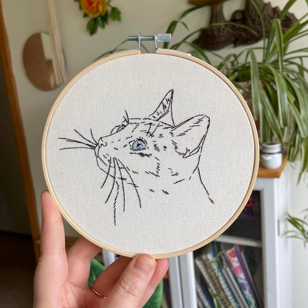 Cat Embroidery Hoop Pattern - Etsy