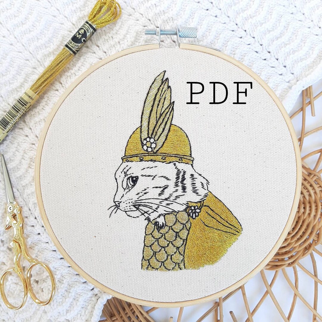 Cat Embroidery Pattern Brunnhilde Cat Decor Do It Yourself - Etsy