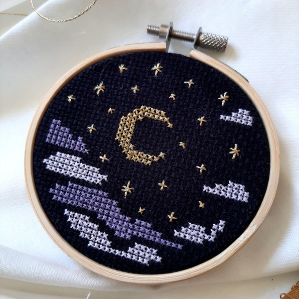 Moon Cross Stitch - Etsy