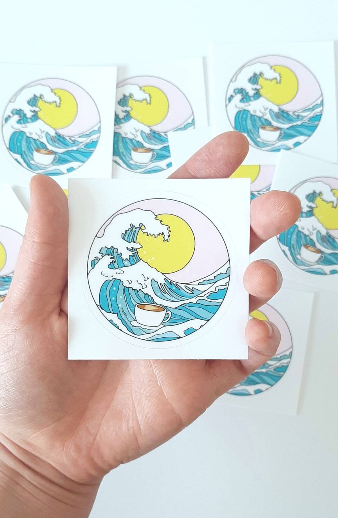 The Great Wave Sticker / Barista Decor / Coffee Lovers / Coffee Sticker ...