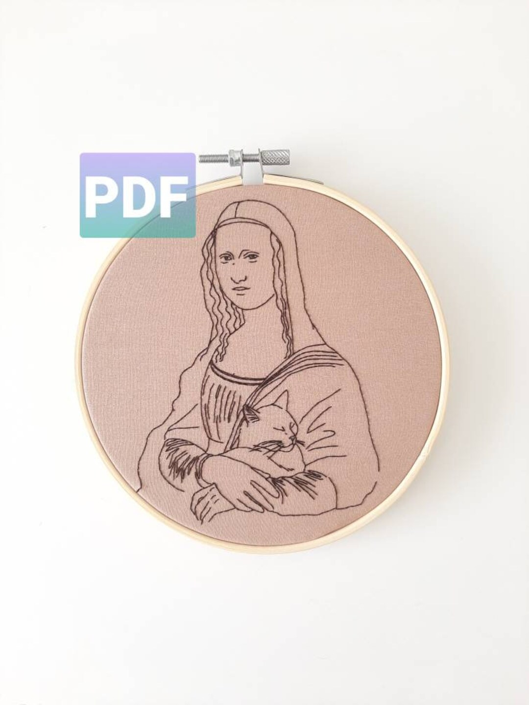 PDF Pattern / Meowy Lisa Hand Embroidery Pattern / Mona Lisa Inspired ...