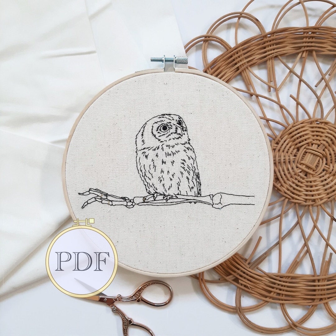 PDF PATTERN - Hand Embroidery Digital Download of Perched Owl on ...