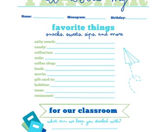 Minimalist Teacher Survey // Teacher Questionnaire // Teacher Favorites ...