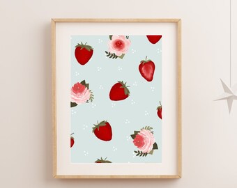 Strawberry art | Etsy