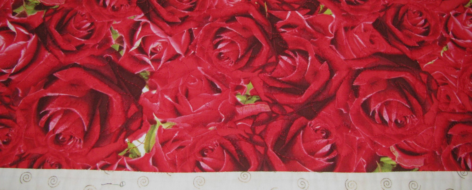 A Handmade Quilted Red Roses Table Runner Hand Crafted 42 - Etsy