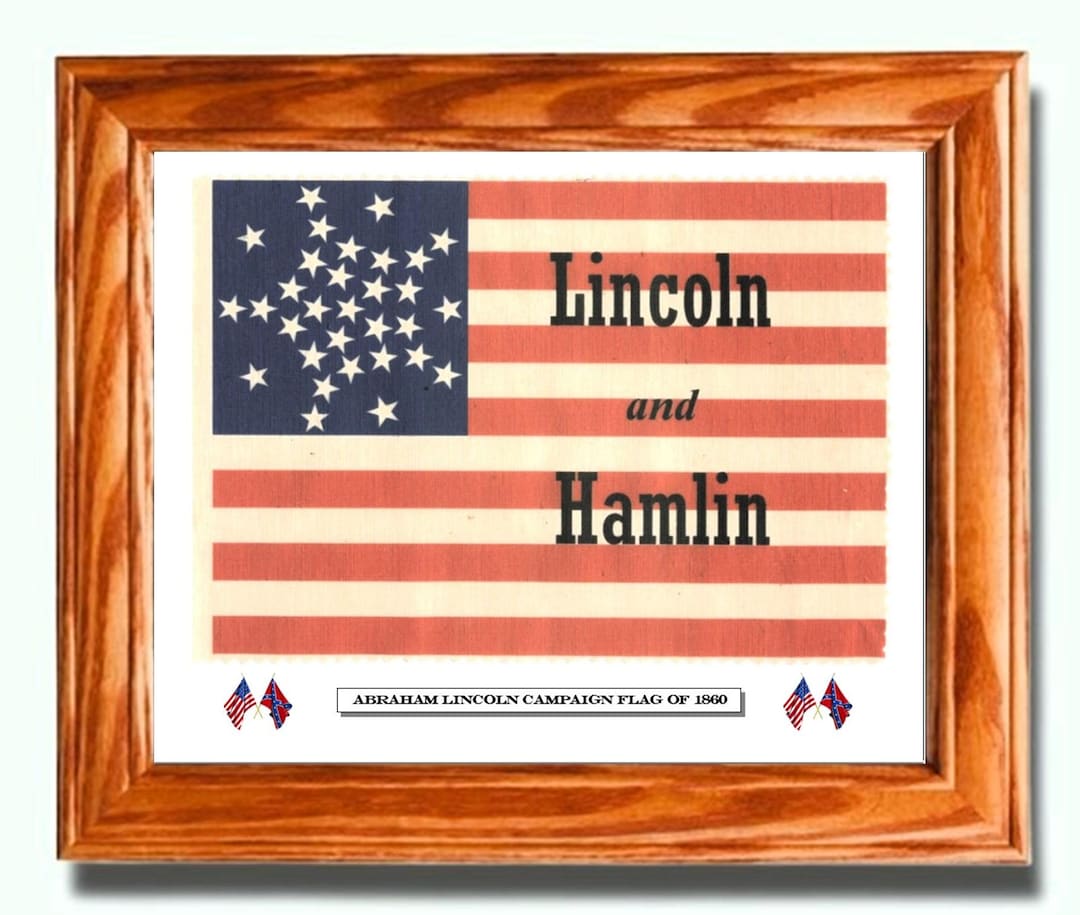 Civil War Flag, 33 Star Flag, President Abraham Lincoln. Campaign Flag ...
