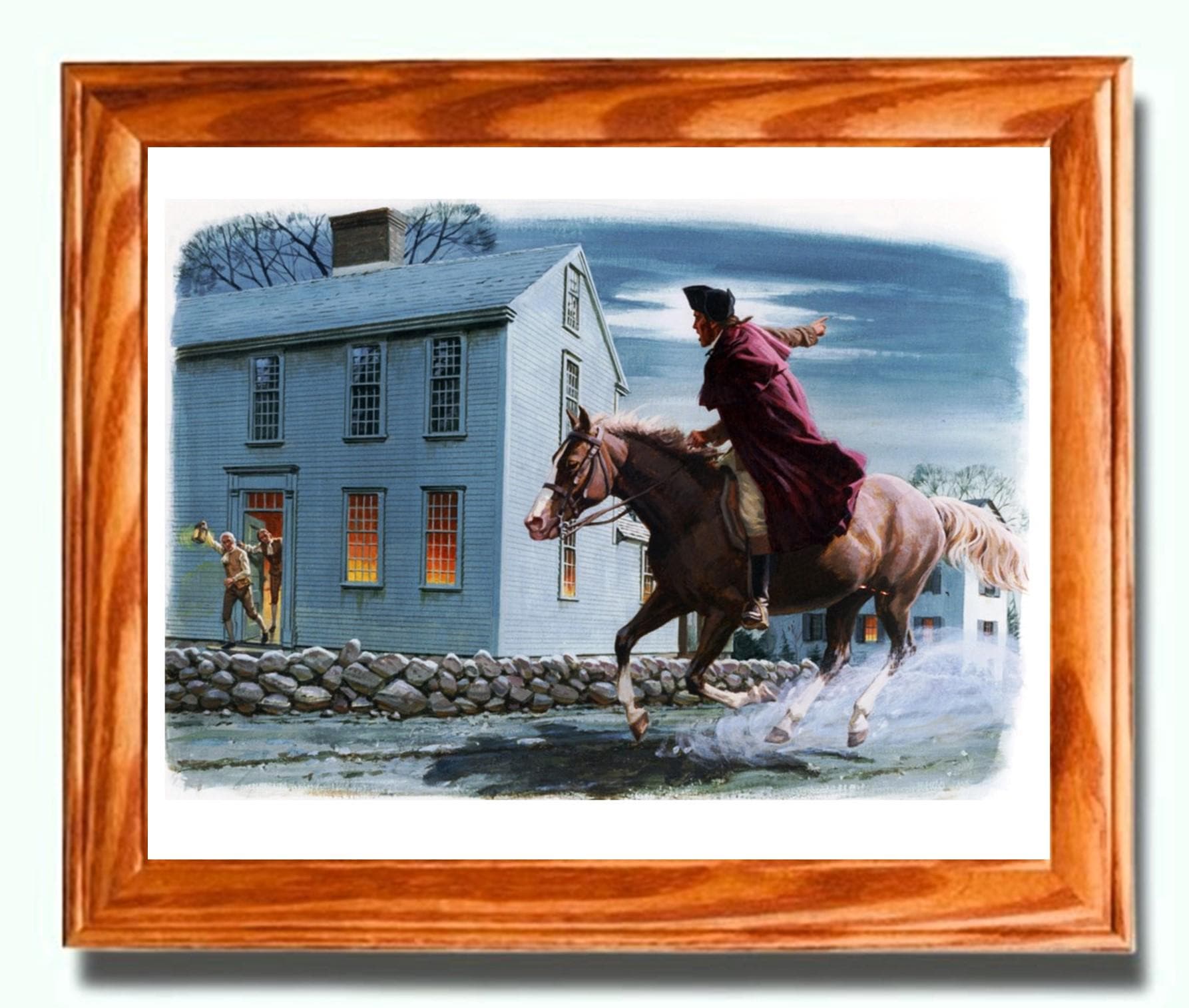 Framed American Revolutionary War Painting on Canvas. PAUL REVERE ...