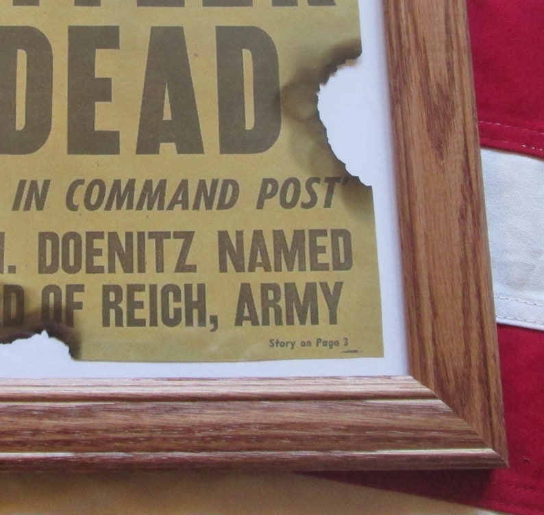 Framed World War Two WW2 Newspaper. Nazi Adolf Hitler Dead - Etsy