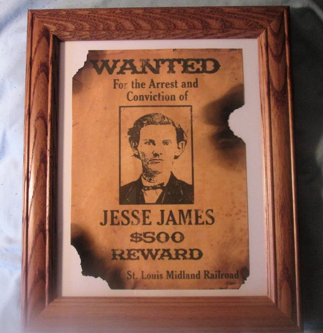 Framed Western Outlaw Jesse James Wanted Poster, American Wall Art ...