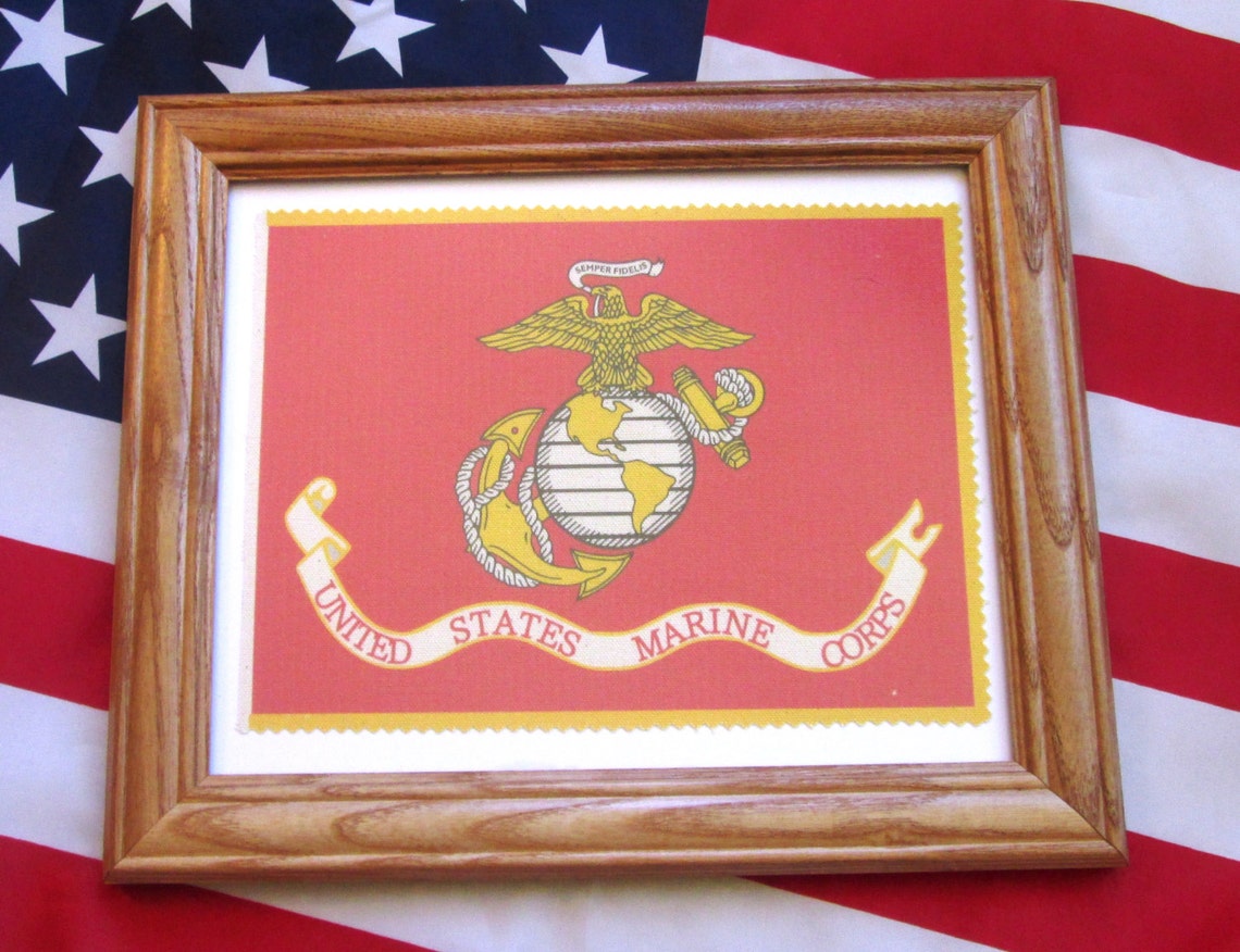 Framed American Military Flag, United States Marines Flag, Marine Corps ...