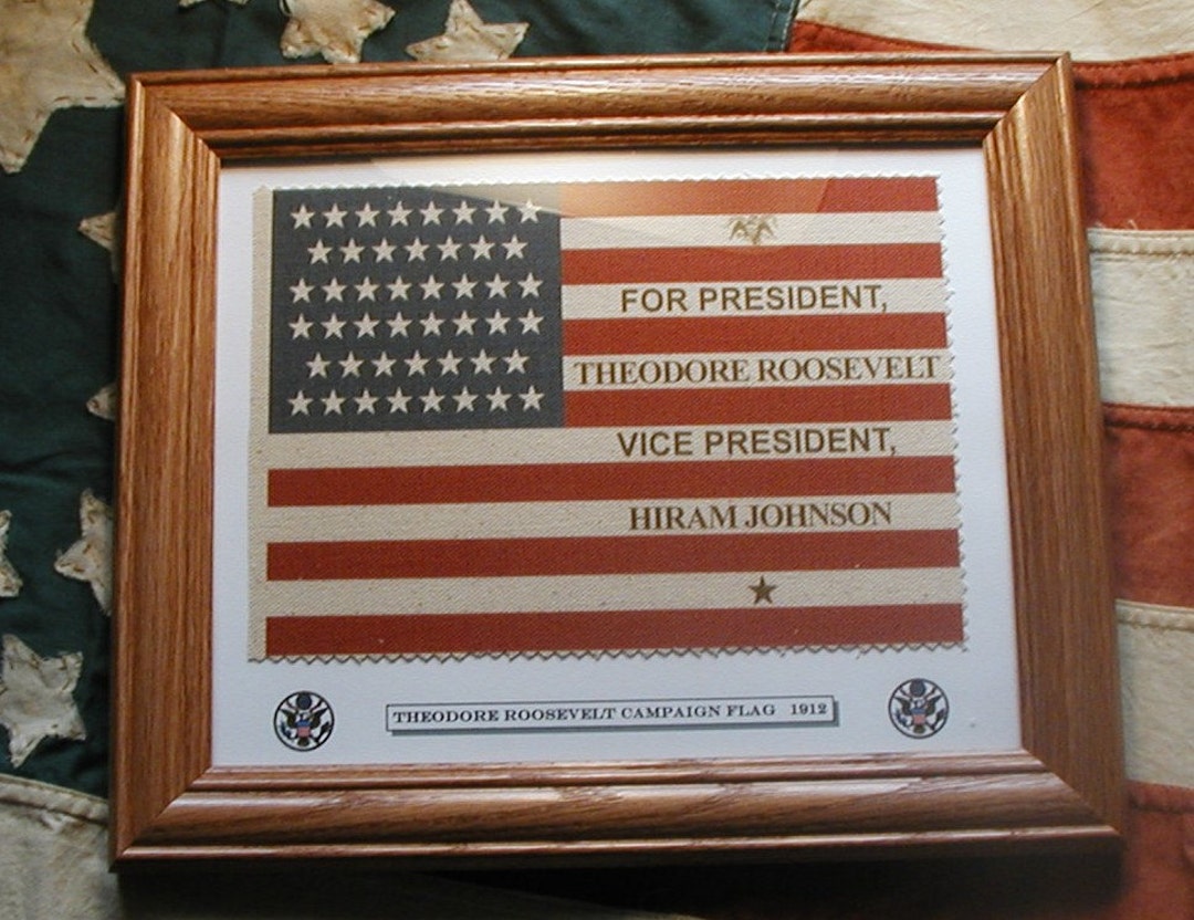 46 Star American Flag, President Theodore Roosevelt Campaign Flag, 1912 ...