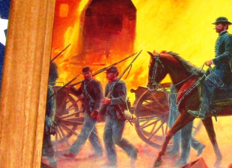 Framed American Civil War Print / Painting, GENERAL SHERMAN, Burning of ...