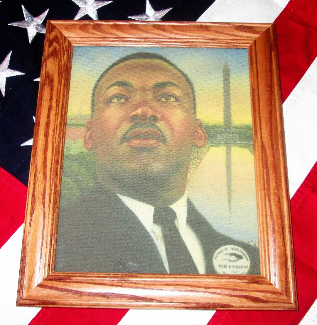 Framed Portrait of Dr Martin Luther King Jr on Canvas. Civil Rights ...