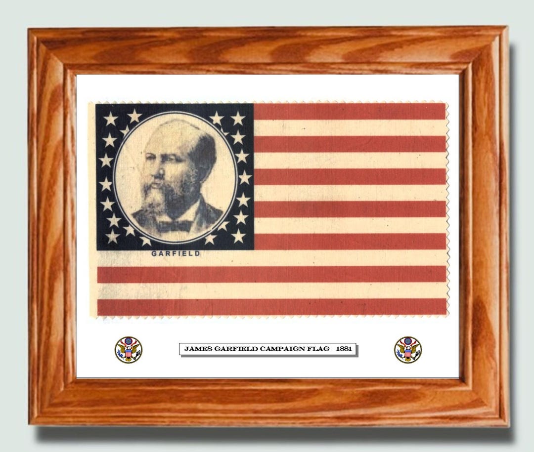 Framed 38 Star American Flag, President James Garfield Campaign of 1881 ...