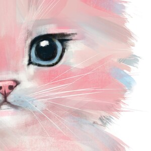 Cat Wall Art, Cute Pink Cat Printable, Nursery Wall Art, Pink Kitty Cat ...