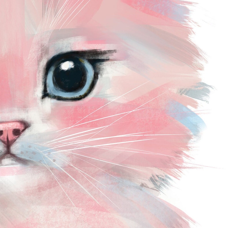 Cat Wall Art Cute Pink Cat Printable Nursery Wall Art Pink - Etsy