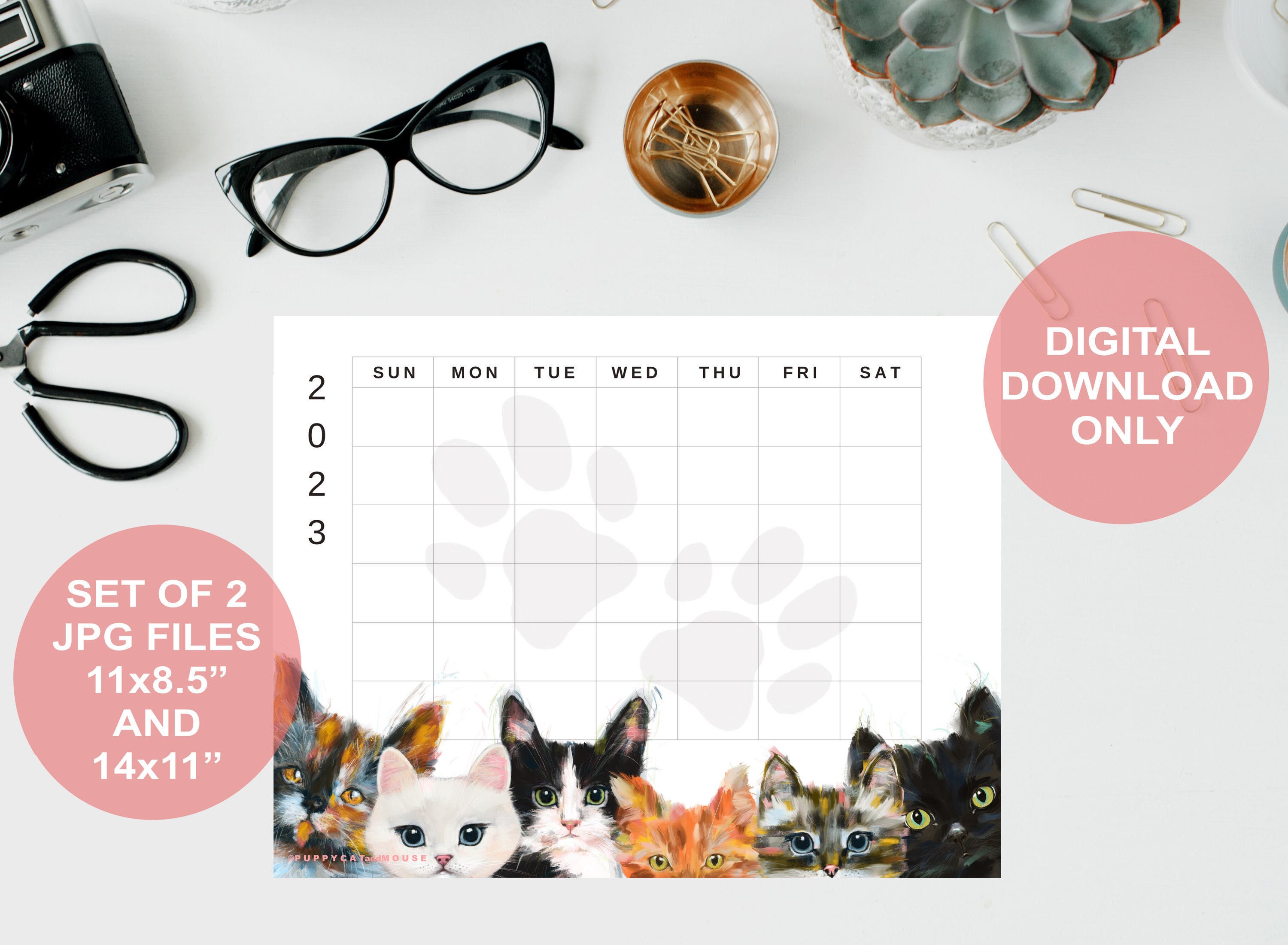 Cat Calendar Printable Cat Planner Blank Cat Calendar - Etsy