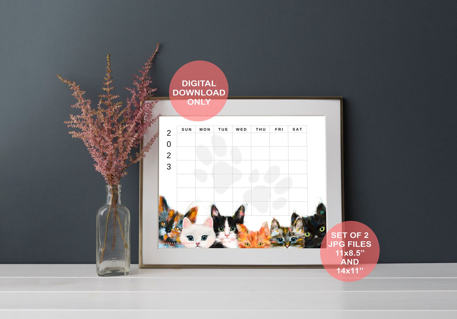Cat Calendar Printable Cat Planner Blank Cat Calendar - Etsy