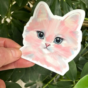 Cute Pink Kitty Cat Sticker, Funny Pink Cat, Peeking Pink Cat Boho ...