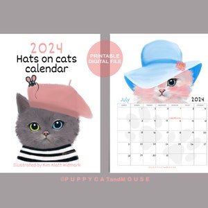 Cat Wall Calendar 2024, Printable Calendar, Funny Calendar, Cat Mom ...