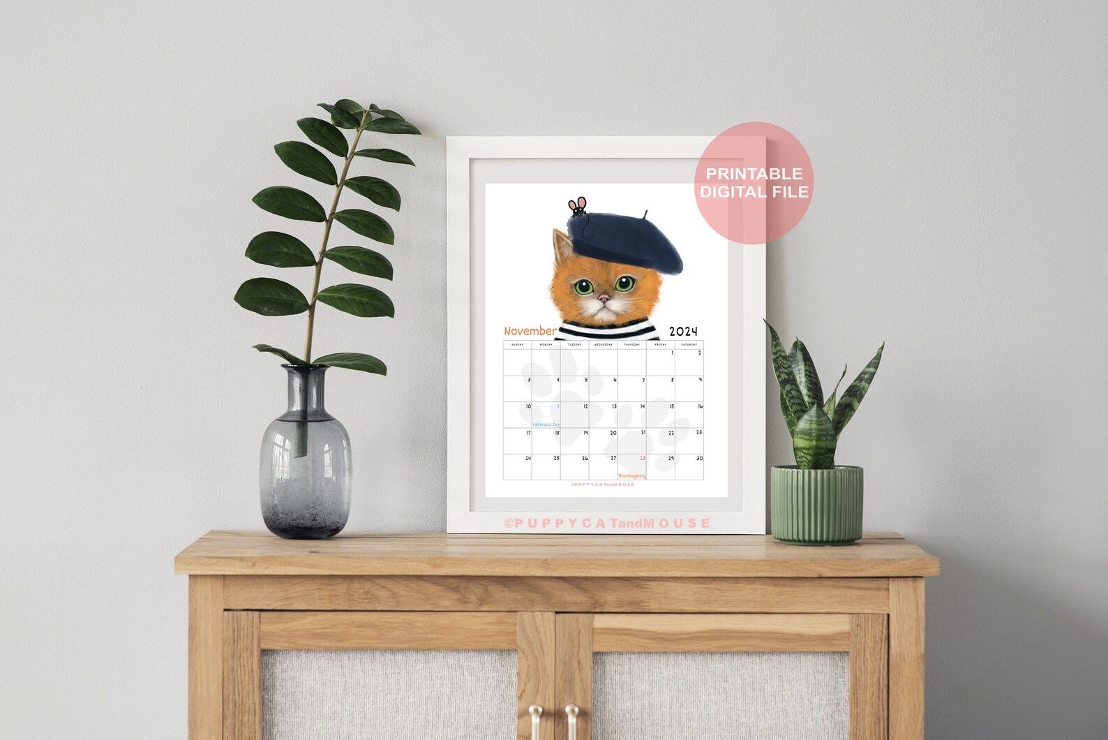 Cat Wall Calendar 2024, Printable Calendar, Funny Calendar, Cat Mom ...