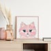 Cat Wall Art, Cute Pink Cat Printable, Nursery Wall Art, Pink Kitty Cat ...