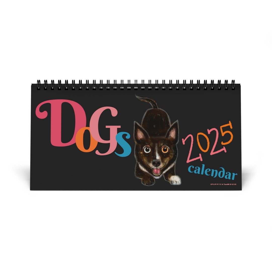 2025 Cute Dogs Desktop Calendar, Funny Dogs 12 Month Desk Planner ...