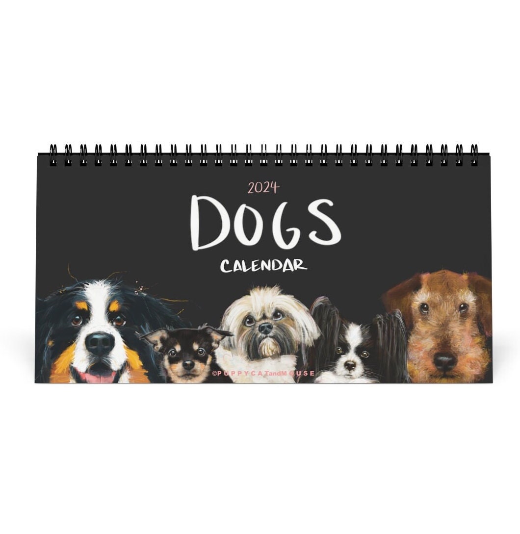Dogs Calendar 2024, Funny Dogs Calendar, Illustrated Dogs, Cute 12 ...