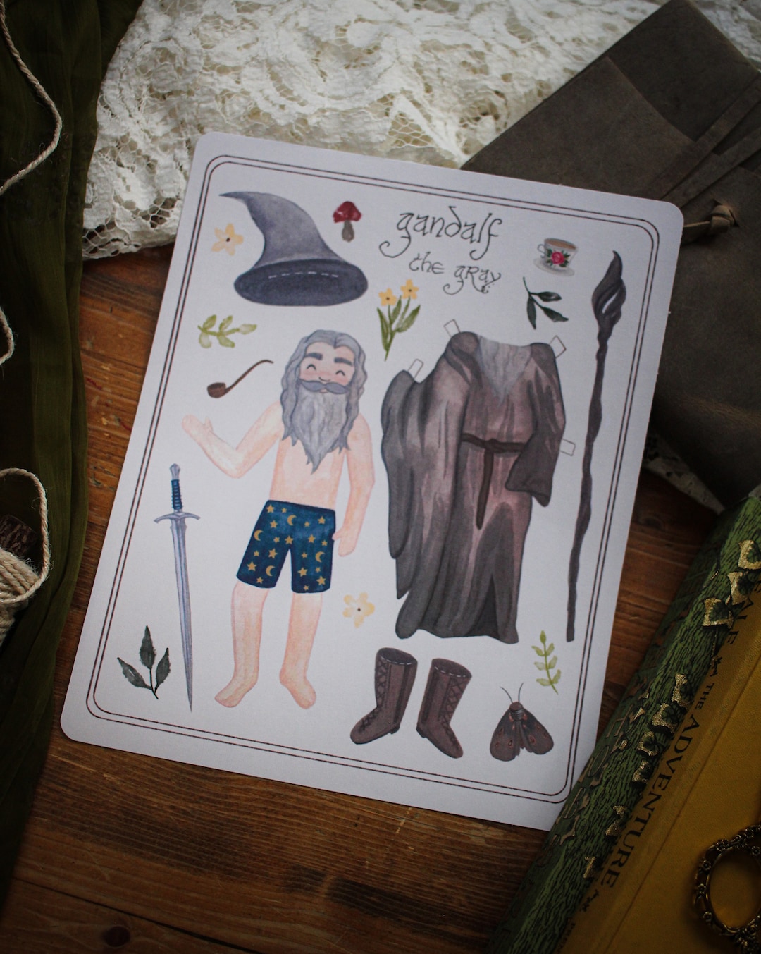 Literary Paper Doll | Gandalf the Gray Paper Craft - Etsy