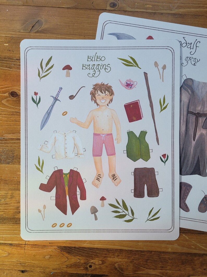 Literary Paper Doll Bilbo Baggins Paper Craft - Etsy